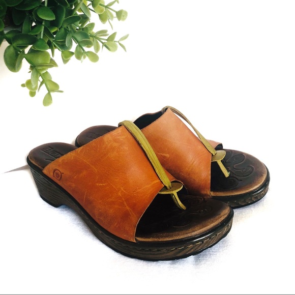 Born | Shoes | Born Slip On Orange Sandal Wedges | Poshmark